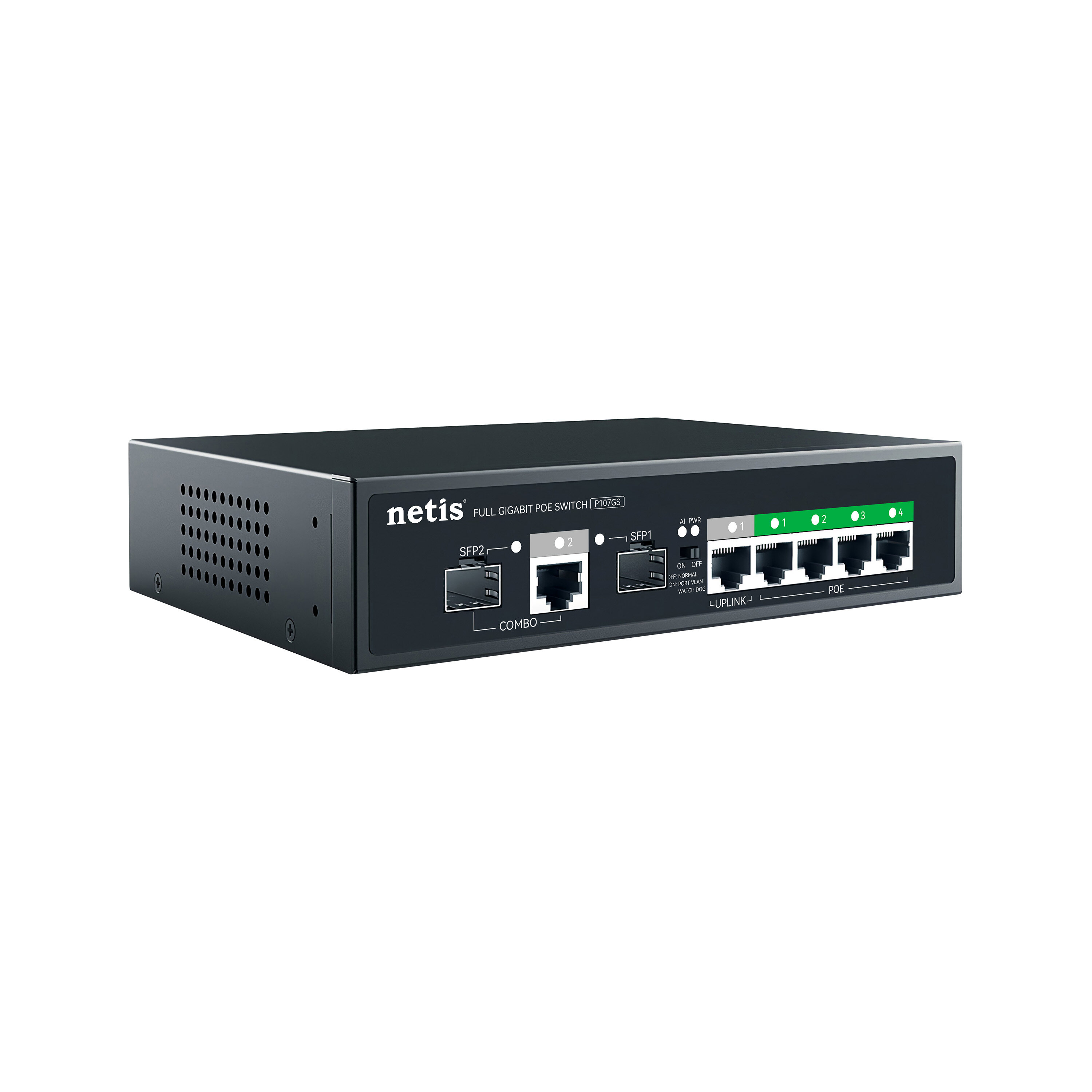 P107GS | 4GE POE+1GE Uplink+1SFP+(1GE+1SFP)COMBO POE Switch